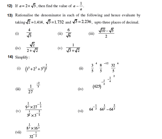 Important Questions For Class 9 Maths Chapter 1 Number System