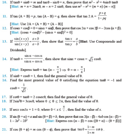 Important questions for class 11 Maths Chapter 3 Trigonometric Functions