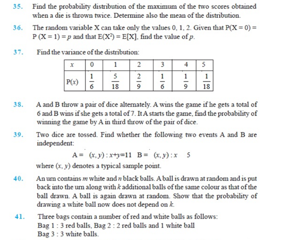Important questions for class 12 maths Chapter 13 Probability