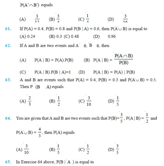 Important questions for class 12 maths Chapter 13 Probability