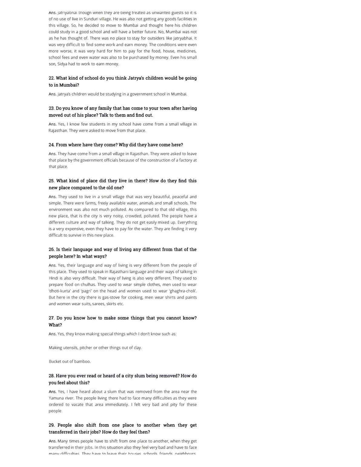 NCERT Solutions Class 5 EVS Chapter 18 No Place for Us - Download Free PDFs