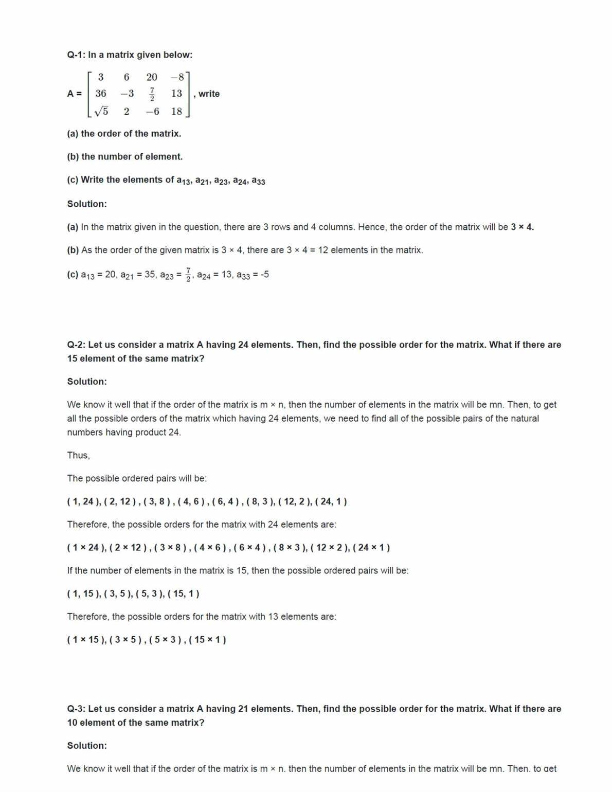 NCERT Solutions for Class 12 Maths Chapter 3 Matrices Ex 3.1 - Click Here To Download