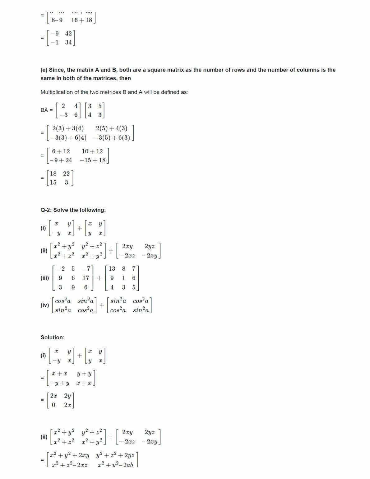 NCERT Solutions for Class 12 Maths Chapter 3 Matrices Ex 3.2 - Get Free ...