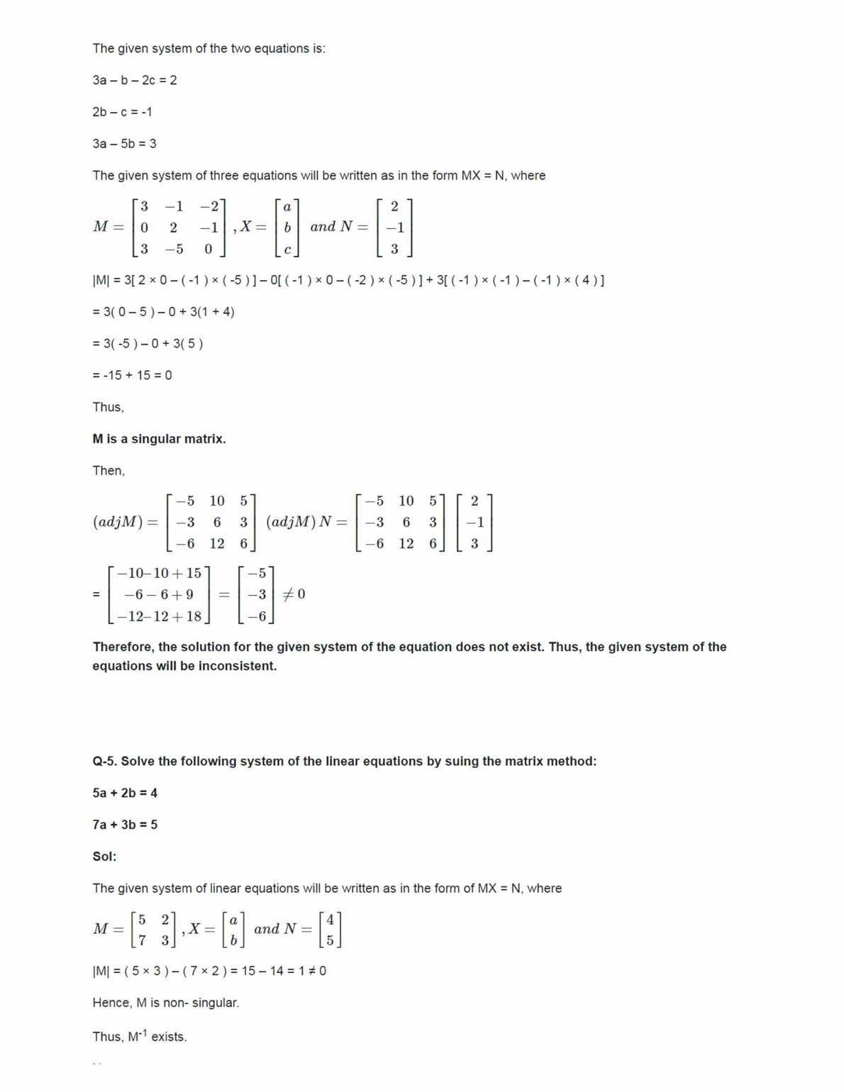 NCERT Solutions For Class 12 Maths Chapter 4 Determinants Ex 4.6 - Free ...