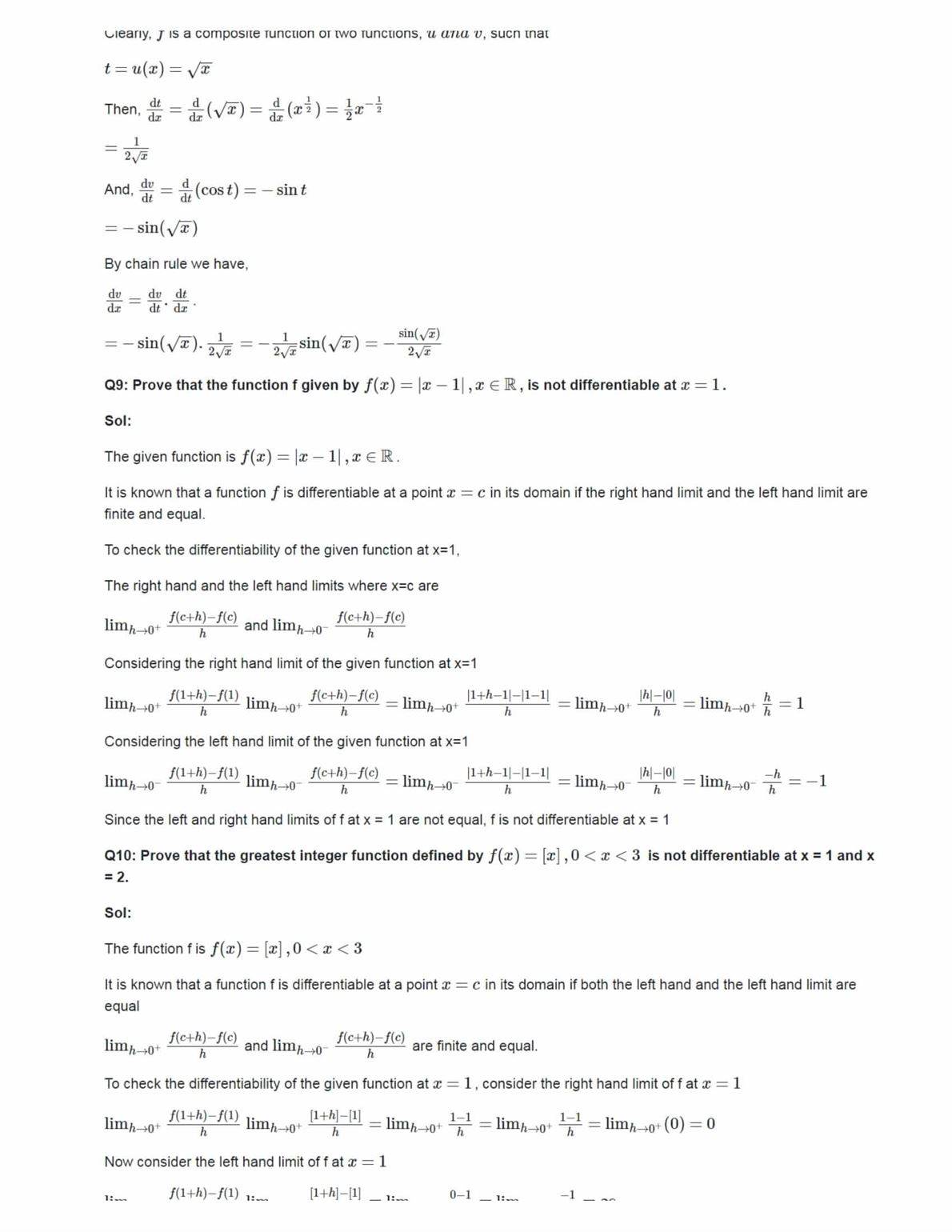 NCERT Solutions for Class 12 Maths Chapter 5 Continuity and ...