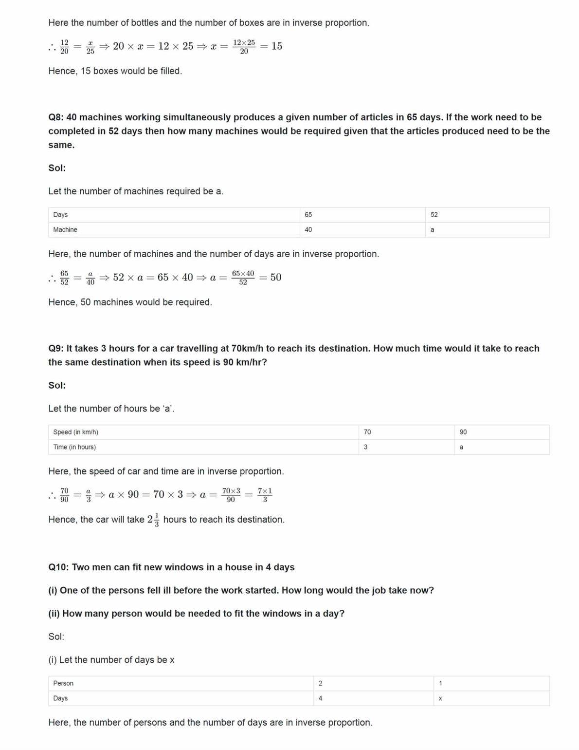 NCERT Solutions for Class 8 Maths Chapter 13 Direct Inverse Proportions ...