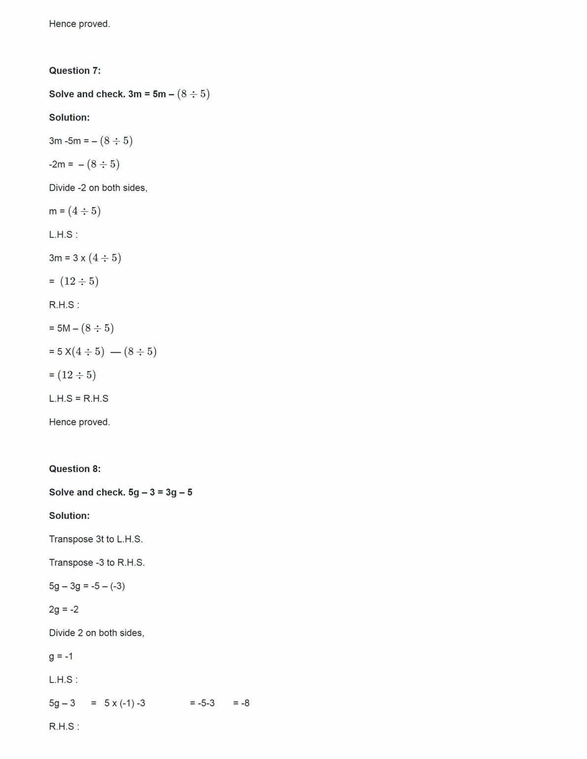NCERT Solutions for Class 8 Maths Chapter 2 Linear Equation Ex 2.3 Free ...