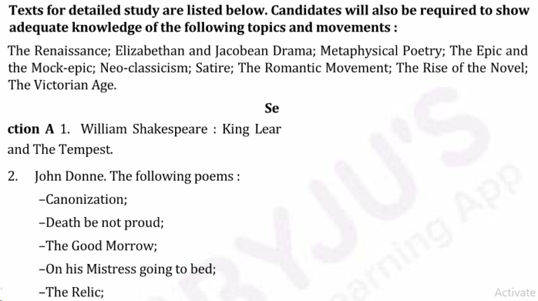 UPSC English Literature Syllabus for IAS Mains 2024: Download Syllabus ...