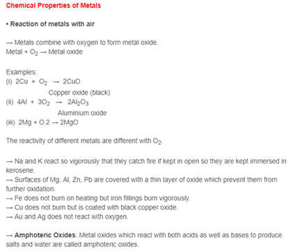CBSE Class 10 Chapter 3 Revision Notes Science - Metals and Non-metals
