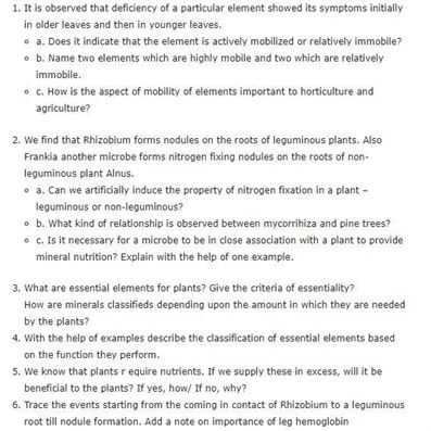 CBSE Class 11 Biology Revision Notes Chapter 12-Mineral Nutrition