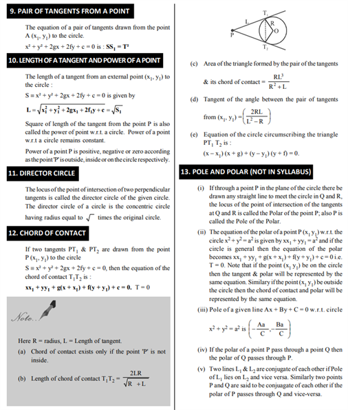 CBSE Class 11 Maths Revision Notes Chapter 11 Conic Sections