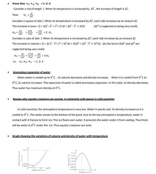 CBSE Class 11 Physics Revision Notes Chapter 11 Thermal Properties Of ...
