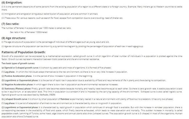 Class 12 Biology Revision Notes Chapter 13 - Organisms And Populations