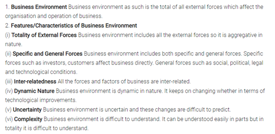 Chapter 3 Business Environment Revision Notes For Class 12 Business Studies