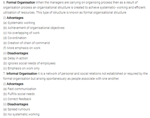 Class 12 Business Studies Revision Notes For Chapter 5 Organising