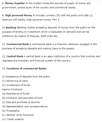 Class 12 Revision Notes For Economics Chapter 3 Money And Banking