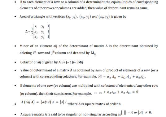 CBSE Class 12 Maths Revision Notes Chapter 4 Determinants. PDF download ...