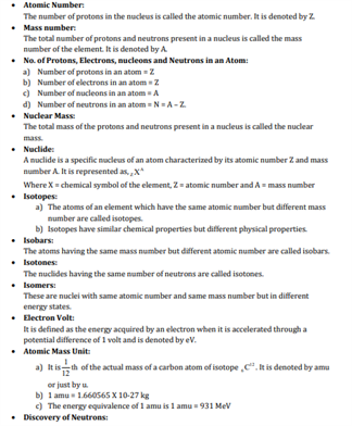 CBSE Class 12 Physics Revision Notes for Chapter 13 Nuclei