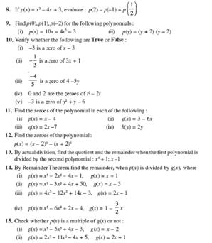 CBSE Class 9 Math Revision Notes Chapter 2- Polynomials