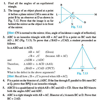 CBSE Class 9 Math Revision Notes Chapter 7- Triangles
