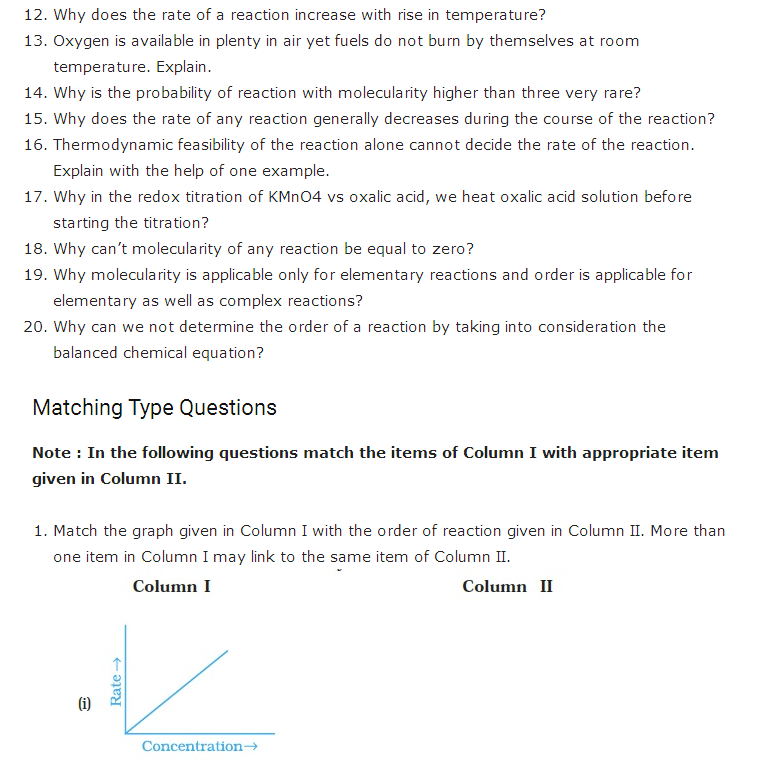 Chemical Kinetics Important Questions Class 12 Chemistry Chapter 4