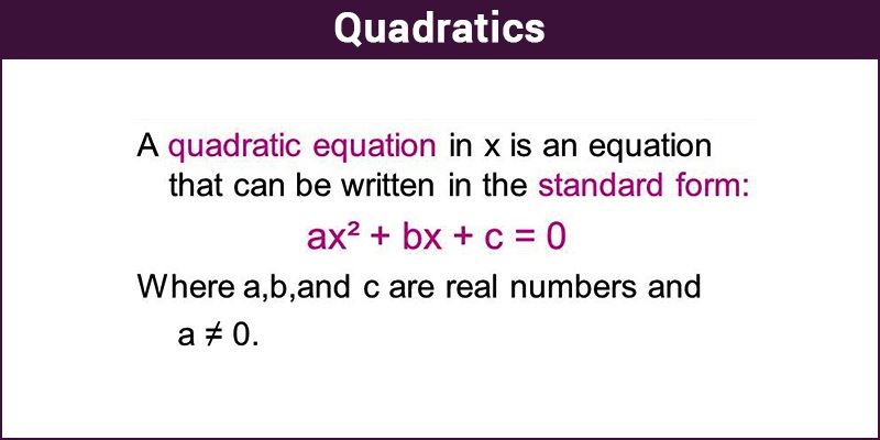 Quadratics Quadratic Equation Definition Formula Solution