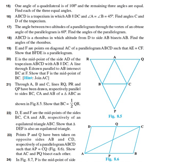 Important Questions For Class 9 Maths Chapter 8 Quadrilaterals Important Questions For Class 9 Maths Chapter 8 Quadrilaterals