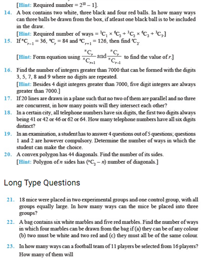 Important questions for class 11 Maths Chapter 7 Permutations and ... Important questions for class 11 Maths Chapter 7 Permutations and ...