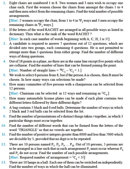 Important questions for class 11 Maths Chapter 7 Permutations and ... Important questions for class 11 Maths Chapter 7 Permutations and ...