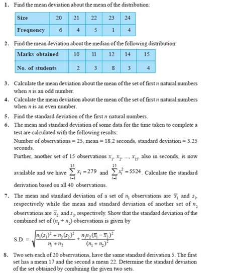 Important questions for class 11 Maths Chapter 15 Statistics