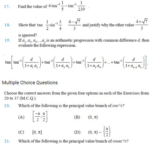 Important Questions for Class 12 Maths Chapter 2