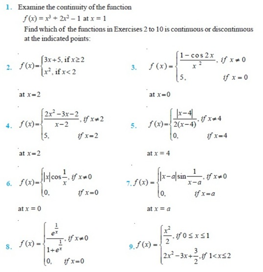 Important Questions For Class 12 Maths Ch 5 Continuity And Differentiability