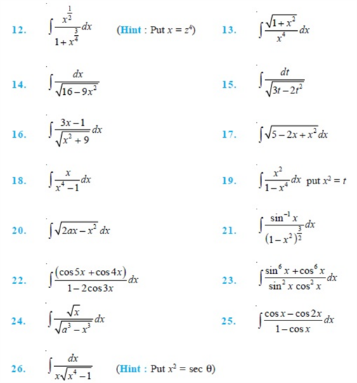 Important questions for class 12 maths Chapter 7 Integrals