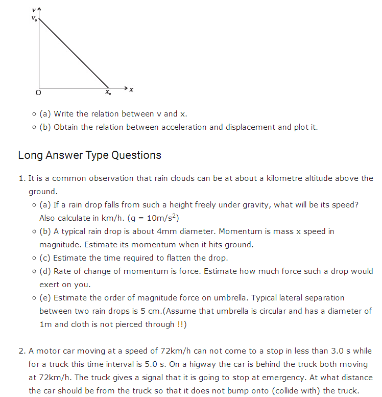 Important ions For Class 11 Physics Chapter 2 Motion In A Straight 
