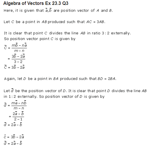 RD Sharma Class 12 Solutions Maths Chapter 23 Algebra Of Vectors Ex 23.3