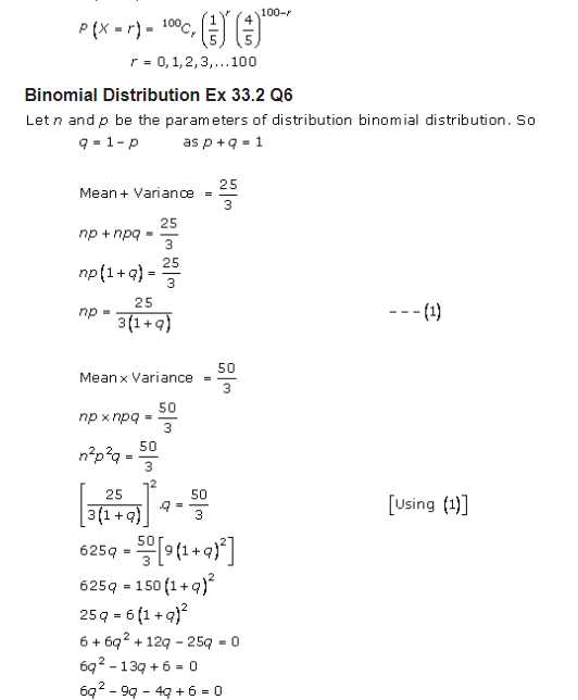 RD Sharma Class 12 Solutions Maths Chapter 33 Binomial Distribution Ex 33.2