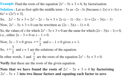 Quadratic Equation Class 10 Notes With Examples and Practice Questions