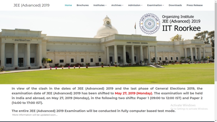 Updated JEE Advanced 2019 Examination Time Table