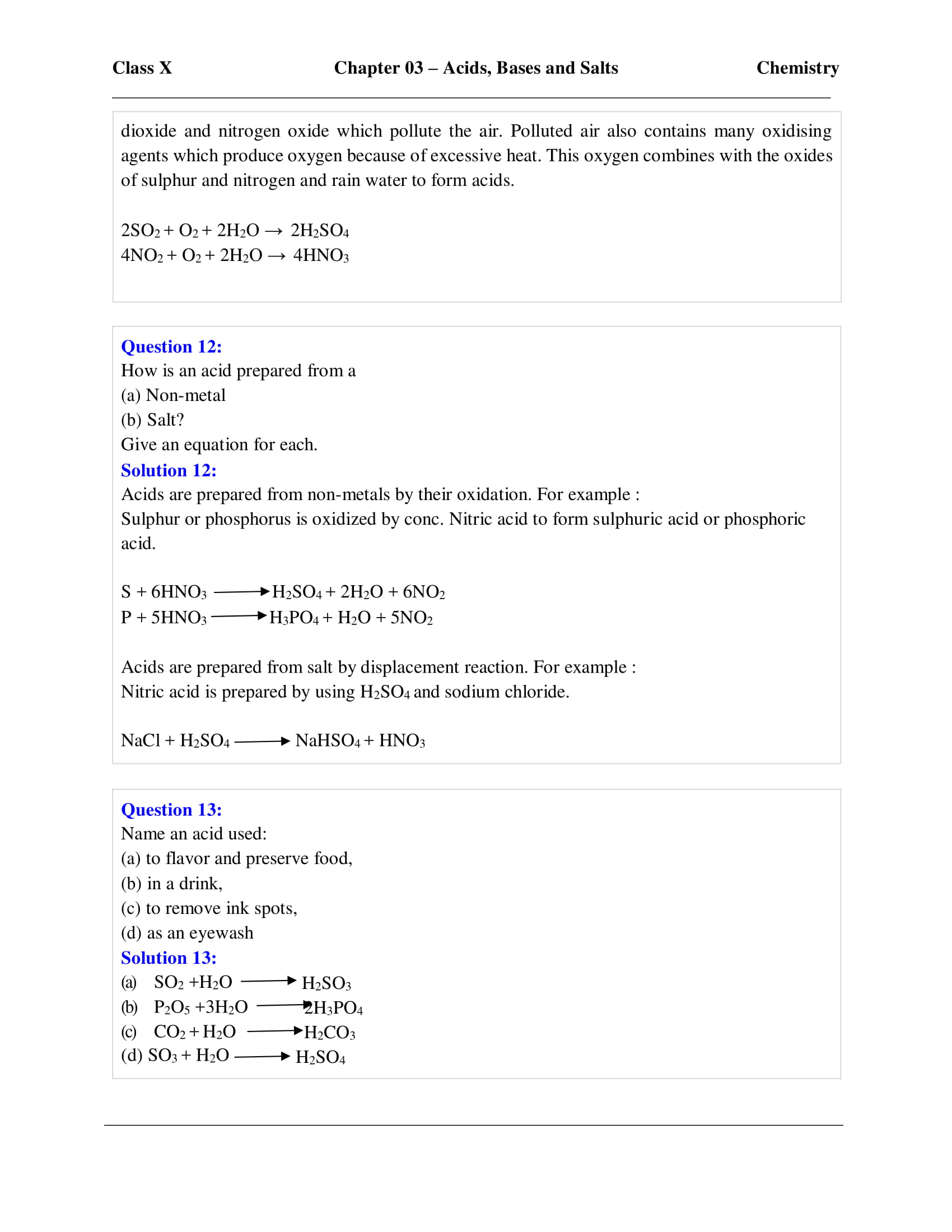 Selina Solutions Class 10 Concise Chemistry Chapter 3 Acids Bases And