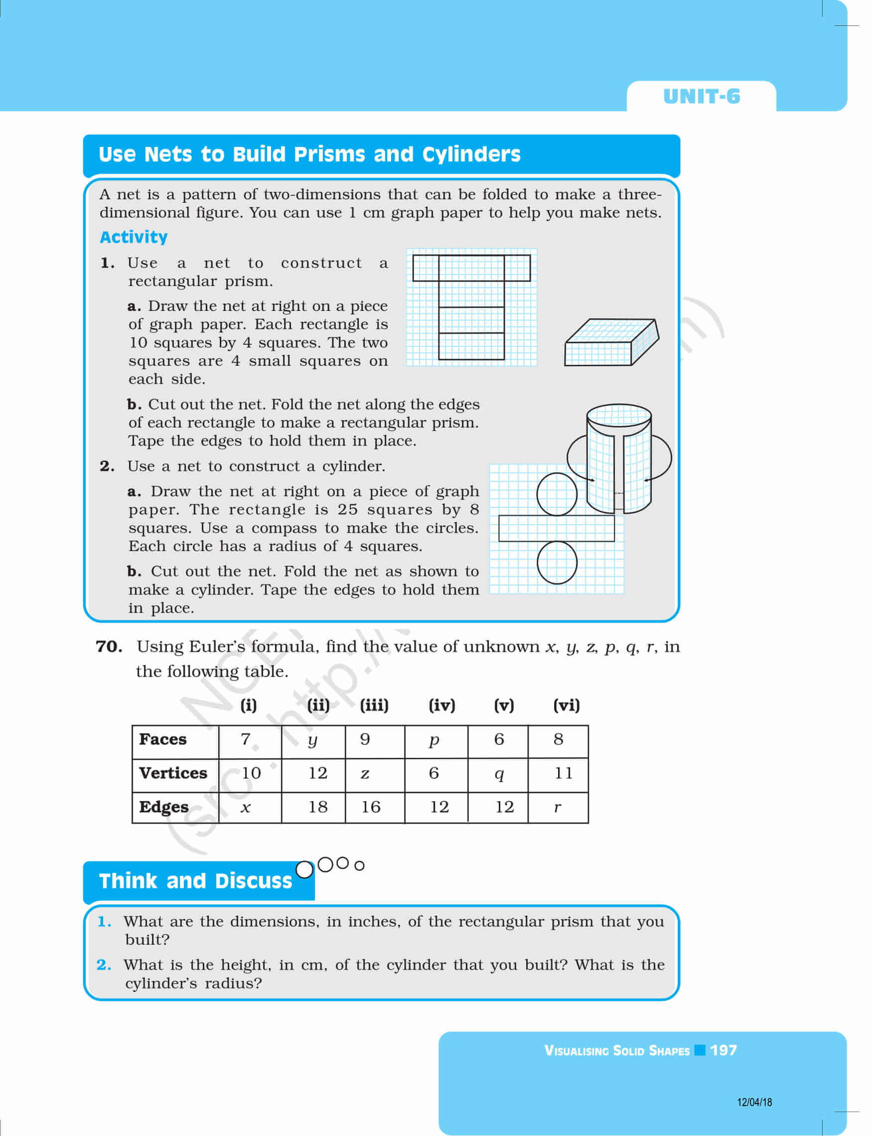 NCERT Exemplar Class 8 Maths Solutions Chapter 6 Visualising Solid