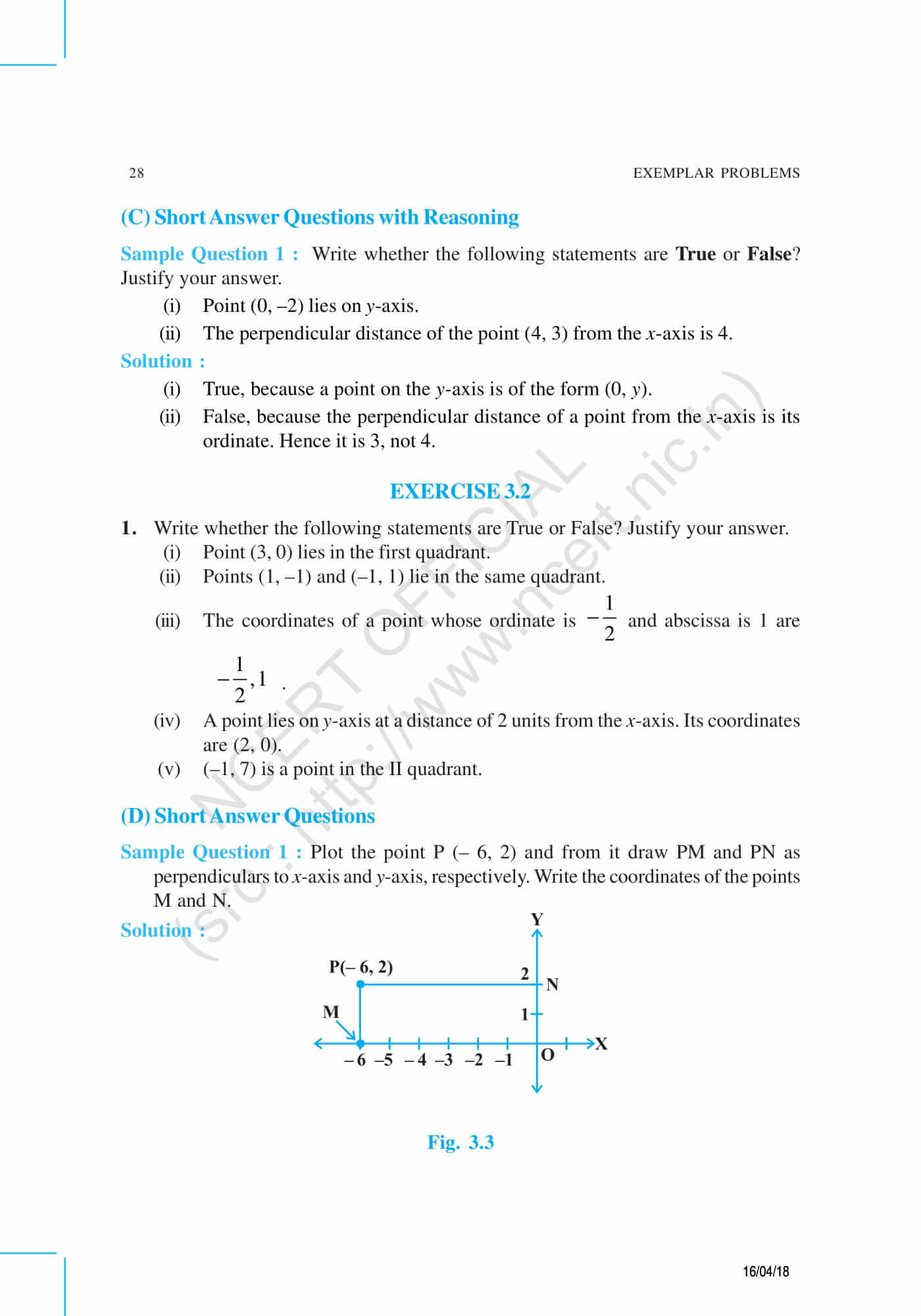 NCERT Exemplar Class 9 Maths Solutions Exemplar Chapter 3 Coordinate NCERT Exemplar Class 9 Maths Solutions Exemplar Chapter 3 Coordinate