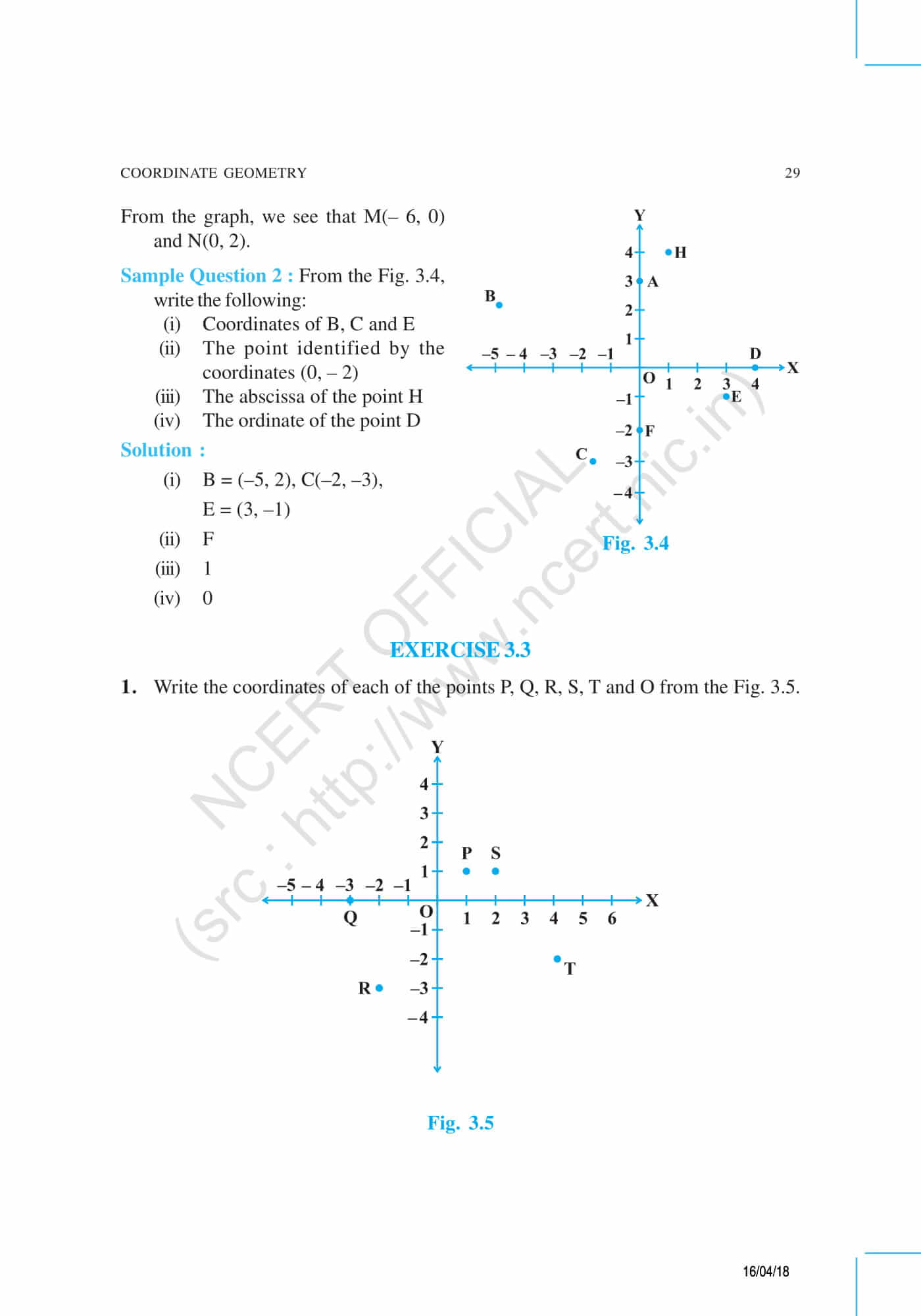 NCERT Exemplar Class 9 Maths Solutions Exemplar Chapter 3 Coordinate