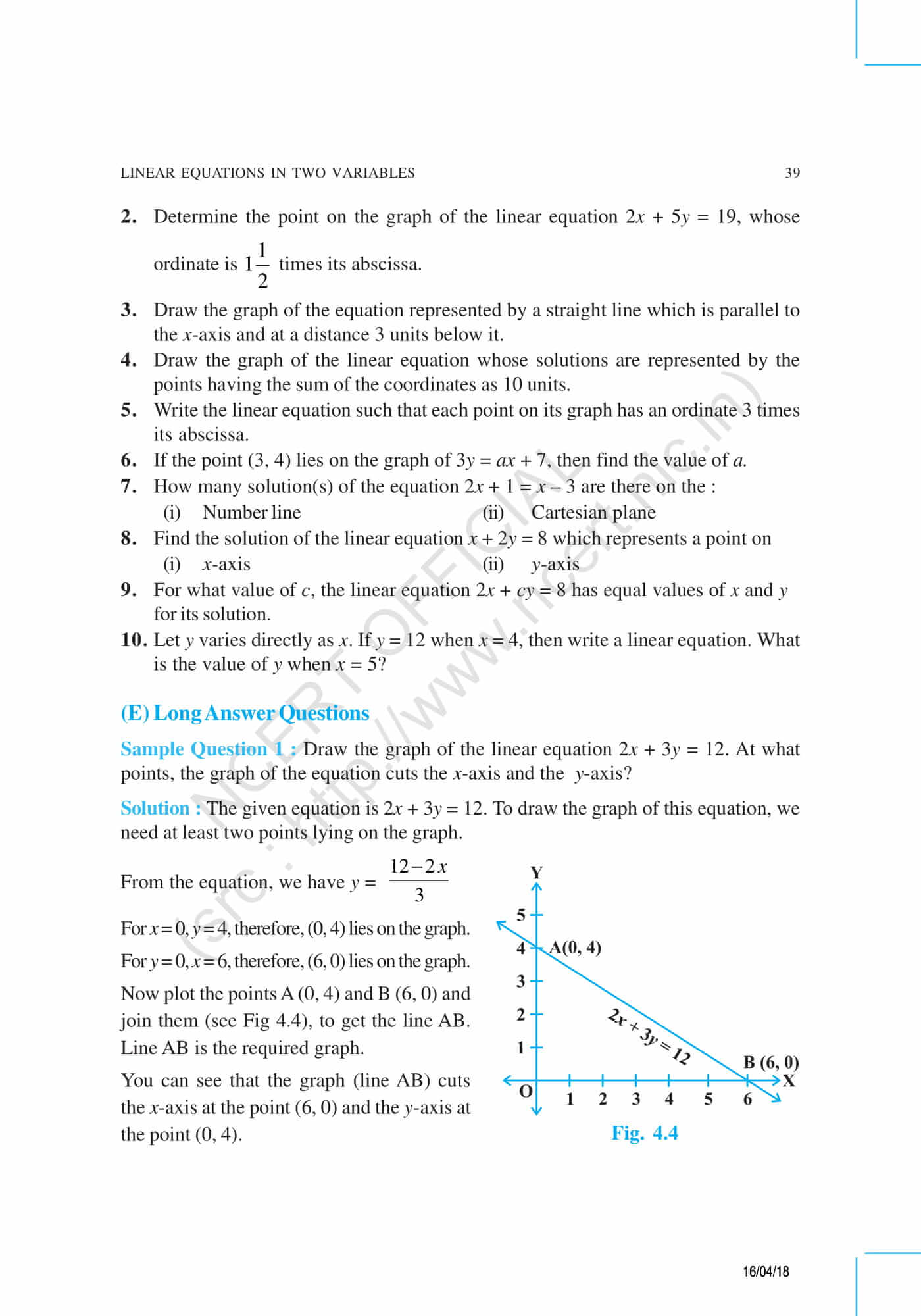NCERT Exemplar Class 9 Maths Solutions Chapter 4 Linear Equations In