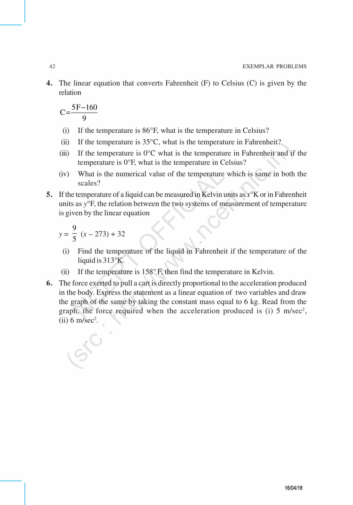 NCERT Exemplar Class 9 Maths Solutions Chapter 4 Linear Equations In NCERT Exemplar Class 9 Maths Solutions Chapter 4 Linear Equations In