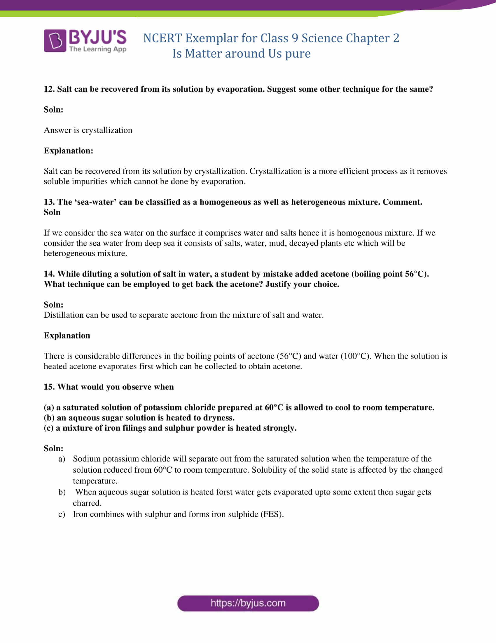 NCERT Exemplar Class 9 Science Solutions Chapter 2 - Is Matter Around Us Pure