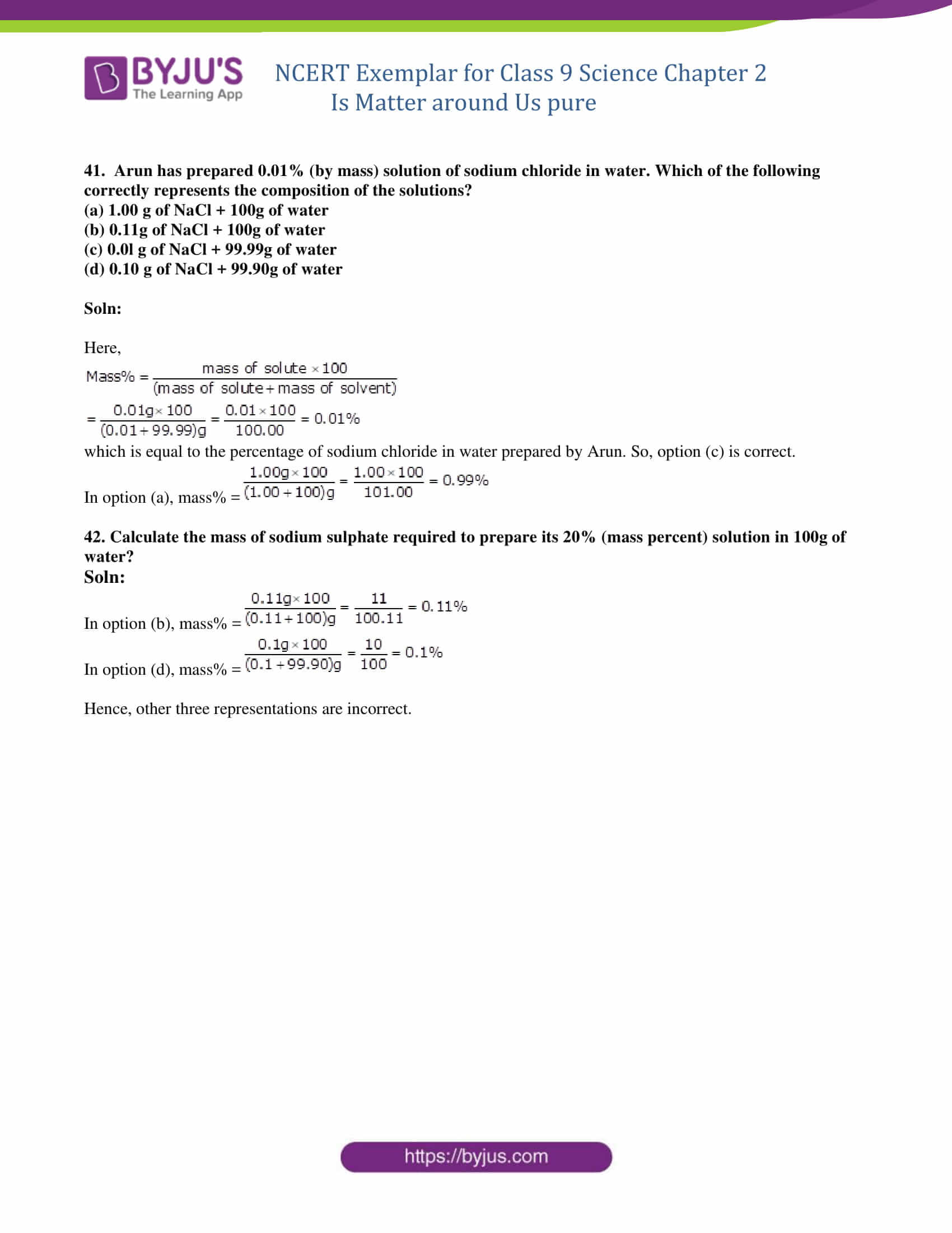 NCERT Exemplar Class 9 Science Solutions Chapter 2 - Is Matter Around Us Pure
