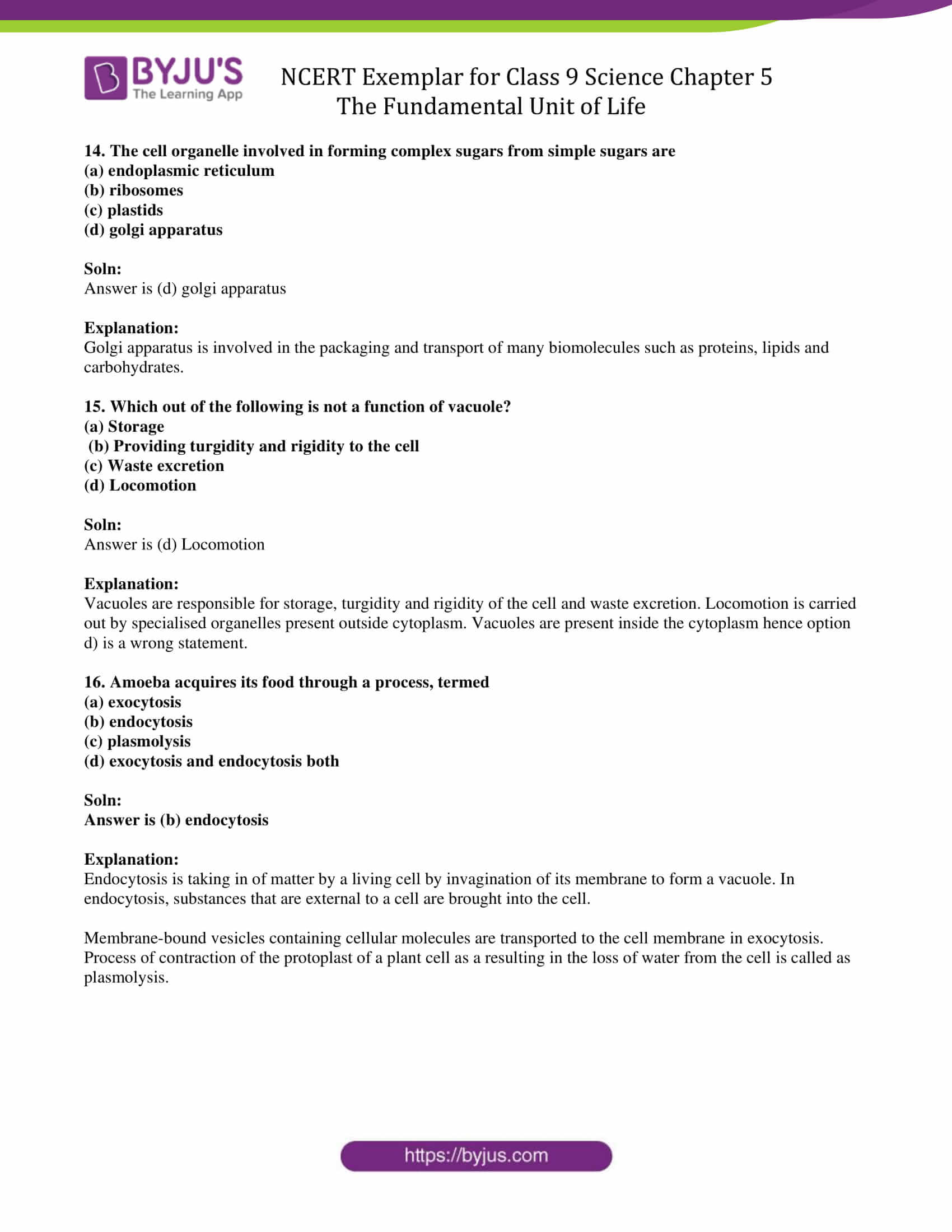 NCERT Exemplar Class 9 Science Solutions Chapter 5 The Fundamental 