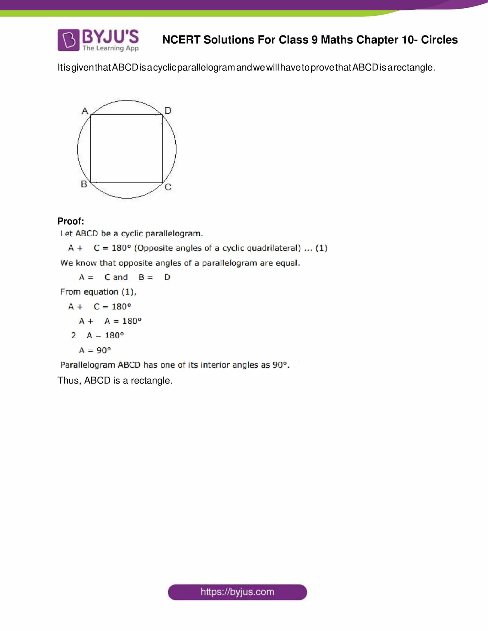 NCERT Solutions for Class 9 Maths Exercise 10.5 Chapter 10 Circles ...