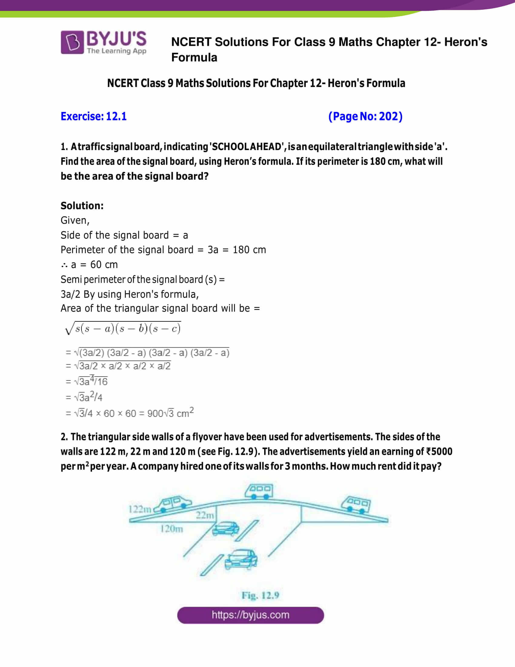 NCERT Solutions For Class 9 Maths Exercise 12 1 Chapter 12 Herons Formula ncert-solutions-for-class-9-maths-exercise-12-1-chapter-12-herons-formula