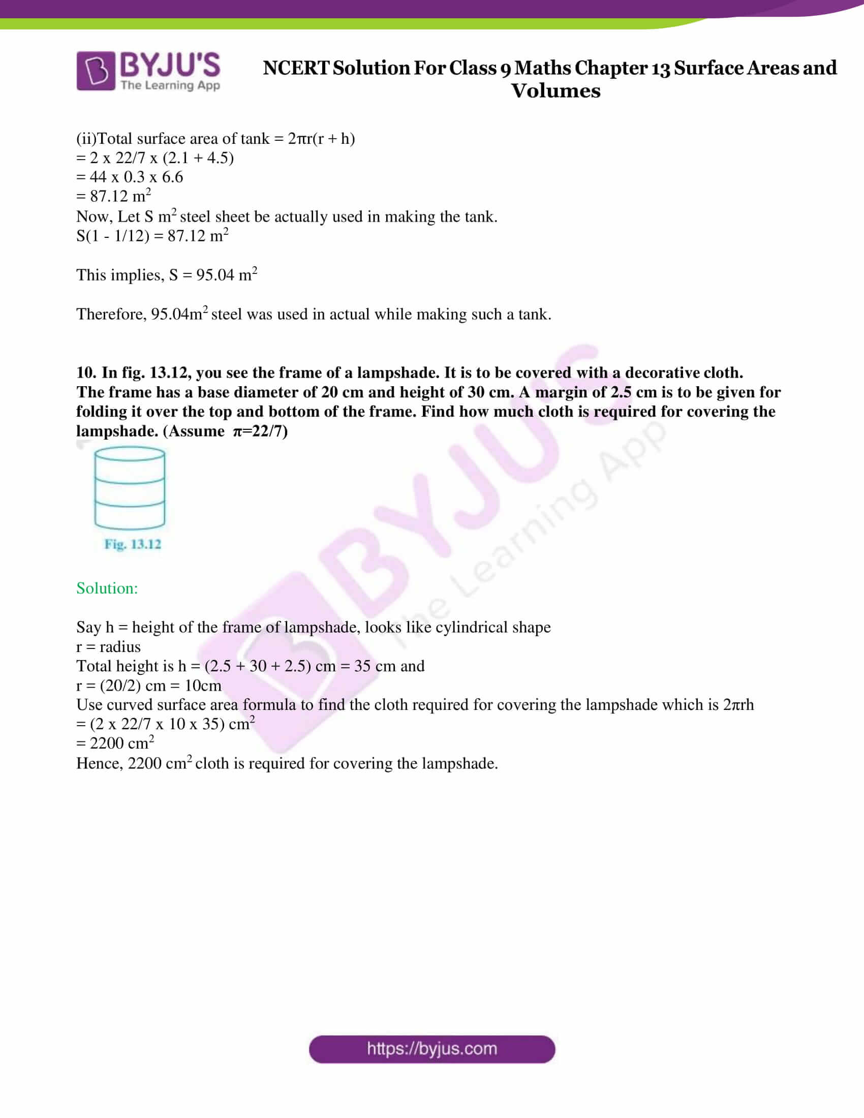 NCERT Solutions for Class 9 Maths Exercise 13.2 Chapter 13 Surface Area ...